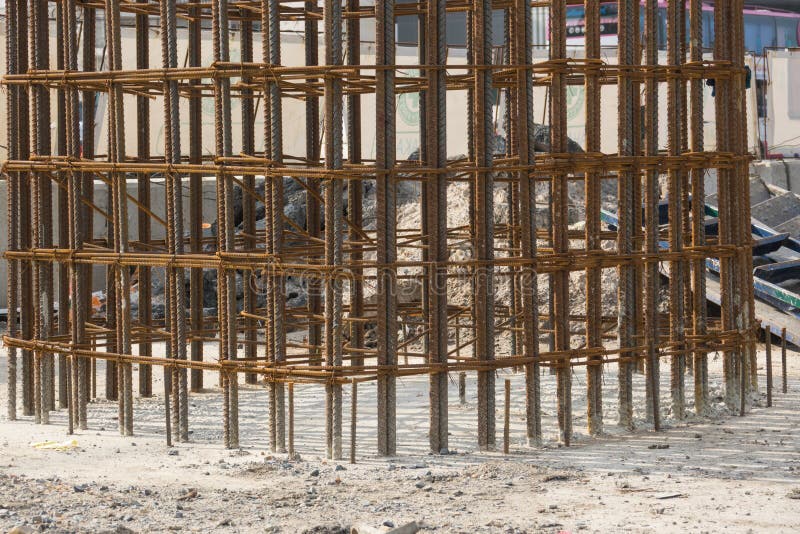 Steel Grid on the Construction Site. Stock Image - Image of ...