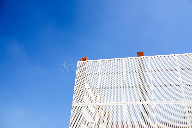 Steel Grid Wall with Blue Sky Background Stock Image - Image of ...