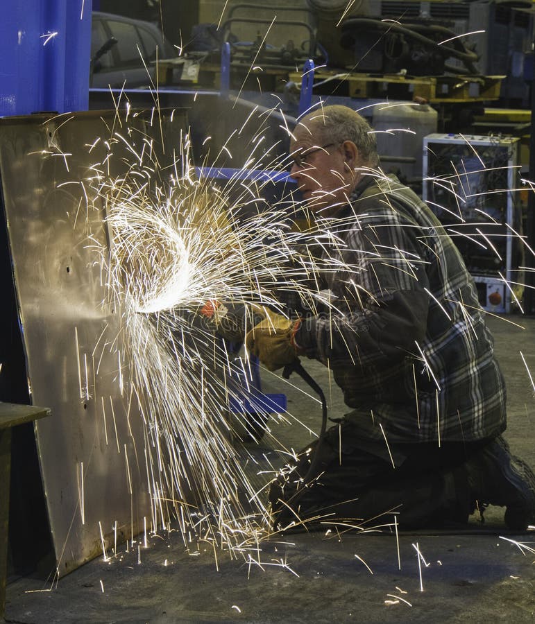 Steel grinding stock photo. Image of sparks, engineer - 36494690