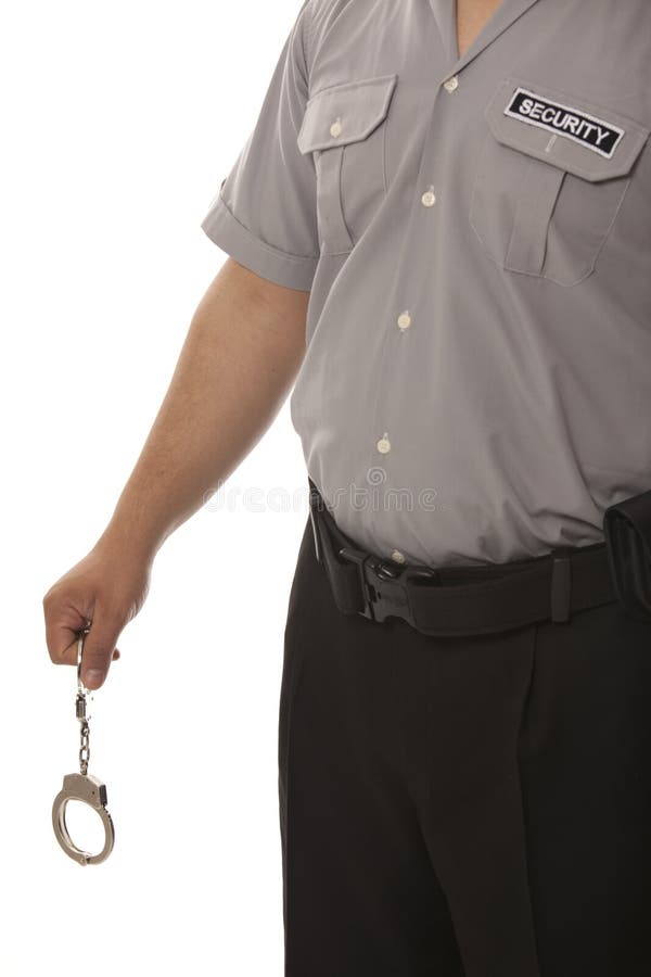 Steel Handcuffs and Security Guard Stock Image - Image of detain ...