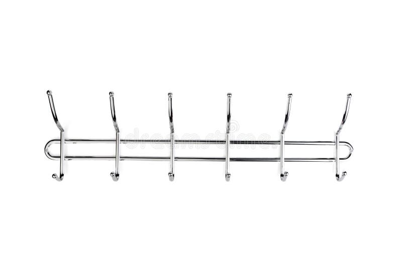 Steel Hanger with Many Hooks Isolated on White Background. Stock Photo ...