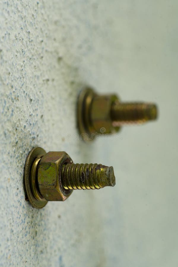 Steel Hex Bolt and Nut on the Concrete Wall Stock Photo - Image of iron ...