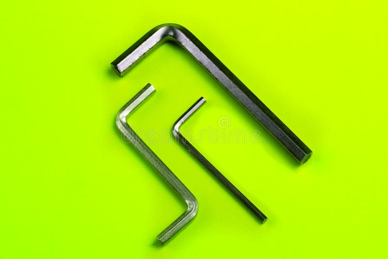 Steel Hex Keys on a Plain Background. Copy Space One Stock Photo ...