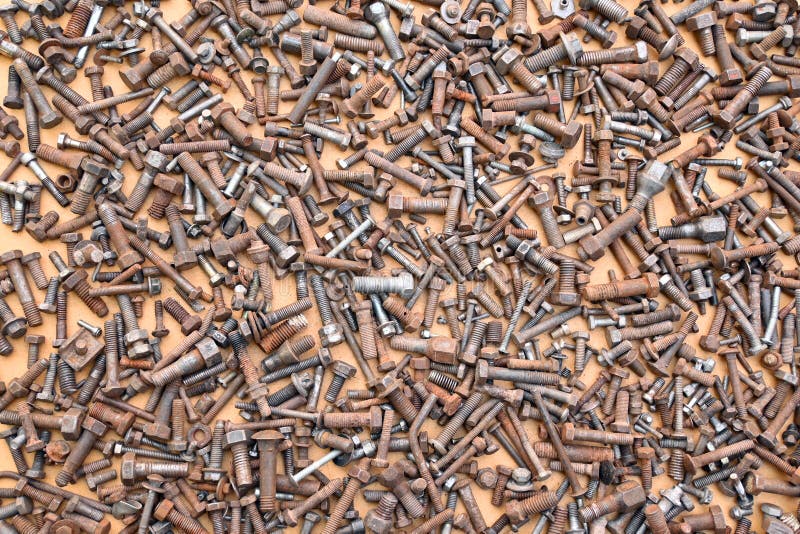 Steel Hex Nut Rusty Ocher Background Stock Image - Image of machine ...