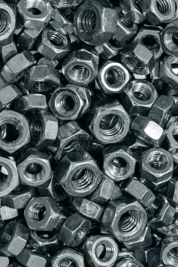 Steel Hexagonal Hex Metric Nuts Background in a Various Assortment of ...