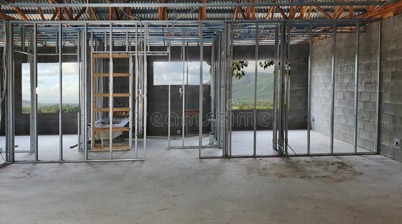 A Steel House Being Constructed Stock Photo - Image of safety ...