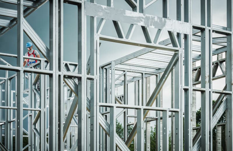 Steel House Frame Development Stock Photo - Image of safety, industry ...