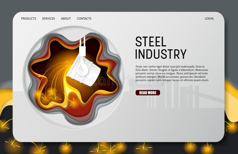 Vector Paper Cut Steel Industry Landing Page Website Template Stock ... Vector Paper Cut Steel Industry Landing Page Website Template Stock ...