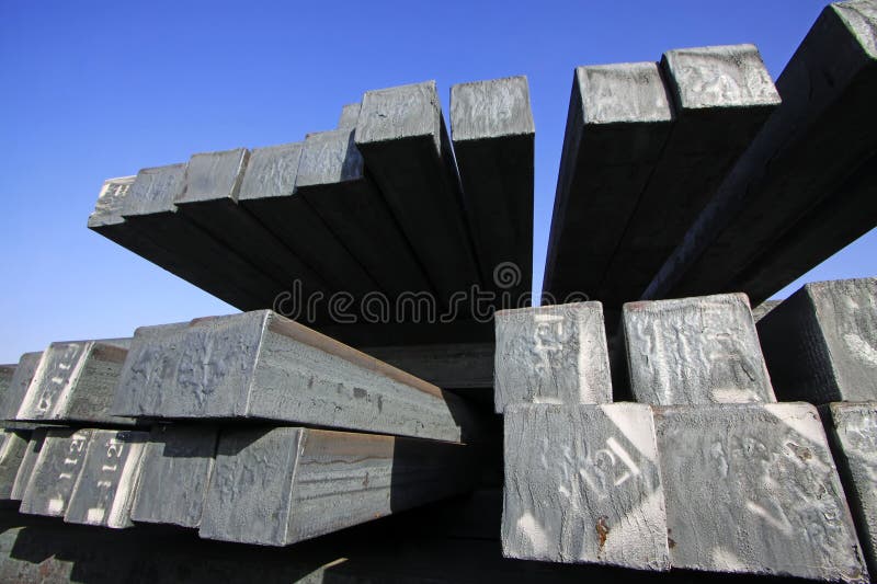 Steel Ingot Under the Blue Sky Stock Photo - Image of rust ...
