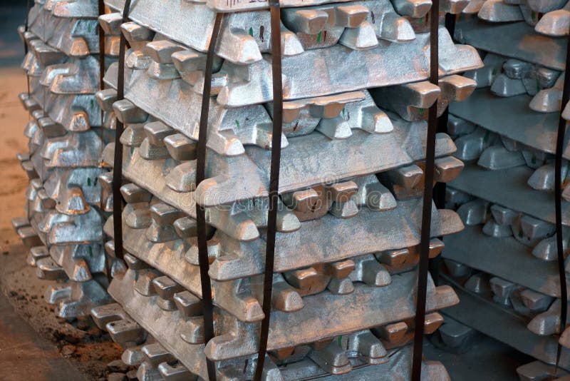 Stack Of Raw Aluminum Ingots In Aluminum Profiles Factory Stock Image ...