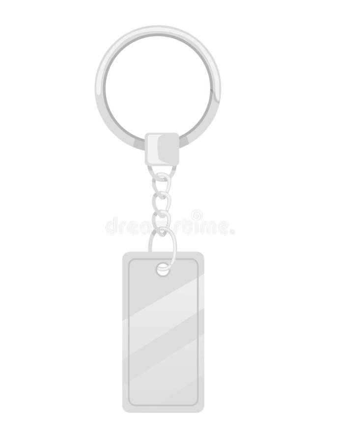 Steel Keychain with Ring and Chain Vector Illustration Isolated on ...
