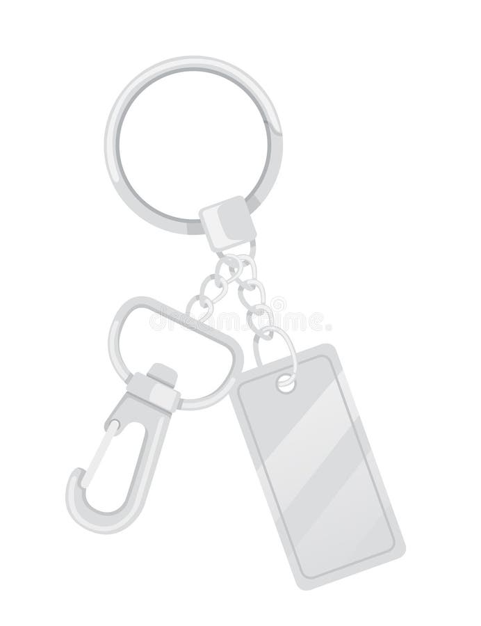 Steel Keychain with Ring and Chain Vector Illustration Isolated on ...