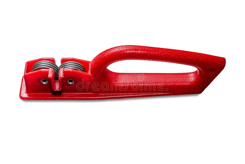 Steel Knife Sharpener with Red Plastic Handle Stock Image - Image of ...