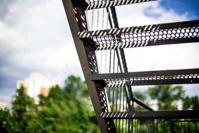 The Steel Ladder on a Background of Nature, the City Stock Image ...