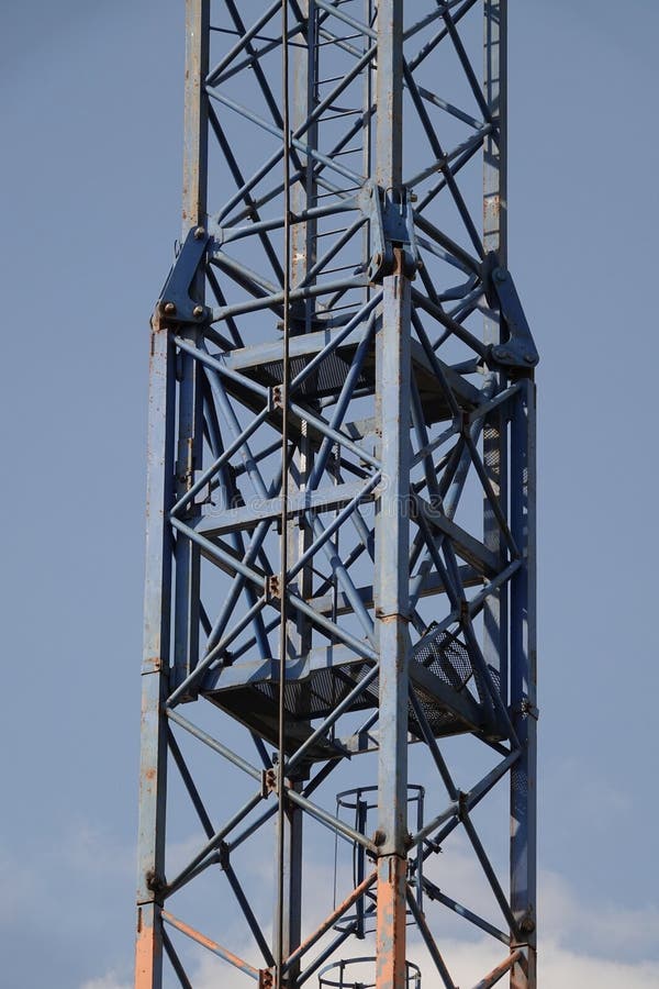 Metal Structure, Crane Tower on Construction Site Stock Photo - Image ...