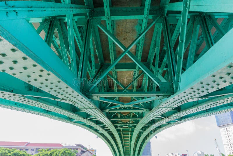 Steel lines under a bridge stock image. Image of industry - 69055101