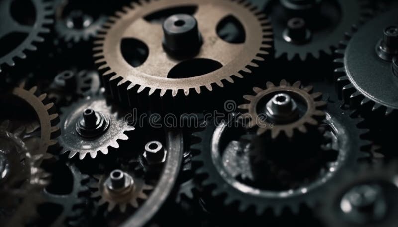 Steel Machinery Turning, Interlocked Gears of Progress Generative AI ...