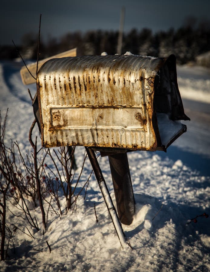 Steel Mailbox stock photo. Image of letter, snowy, snow - 36321100