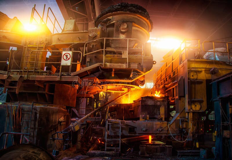 Steel-making workshop stock photo. Image of bright, flame - 99819728