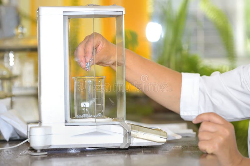 Steel Measure Weight Laboratory Stock Photo - Image of hand, safety ...