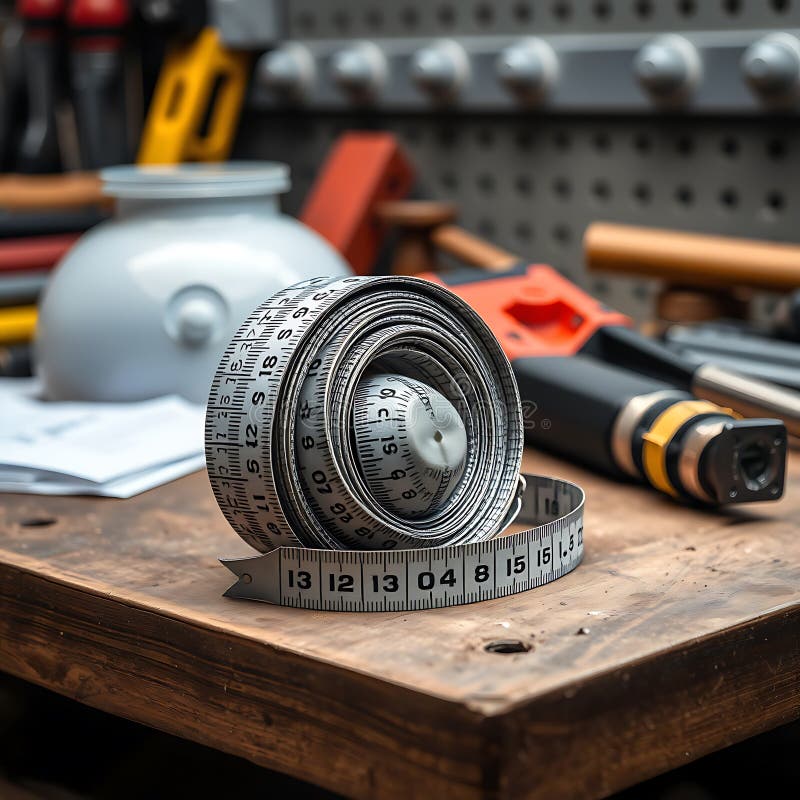 A Steel Measuring Tape Coiled Artistically Placed Next To Construction ...