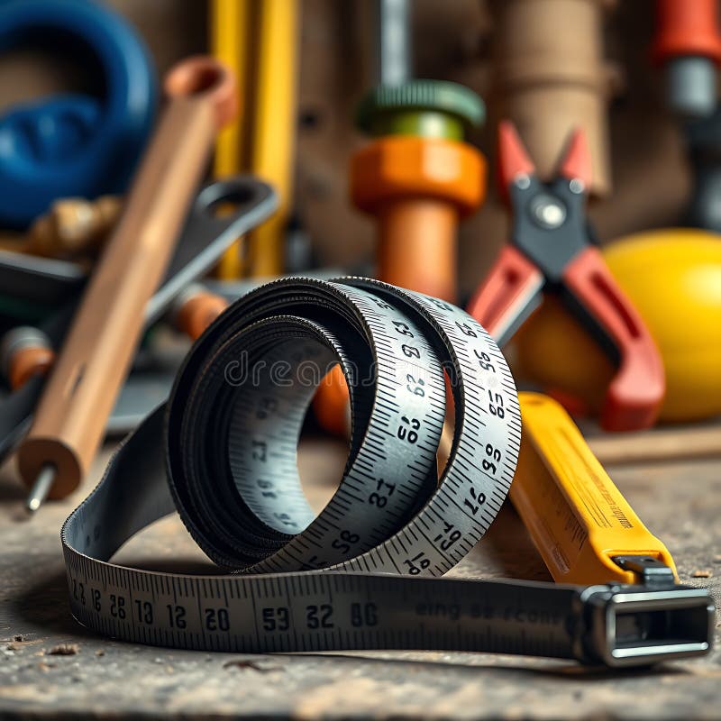 A Steel Measuring Tape Coiled Artistically Placed Next To Construction ...