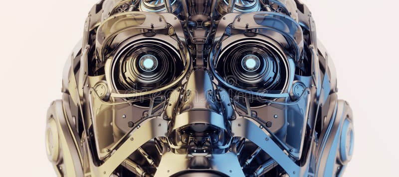 Steel Robotic Face Mask, 3d Rendering Stock Illustration - Illustration ...