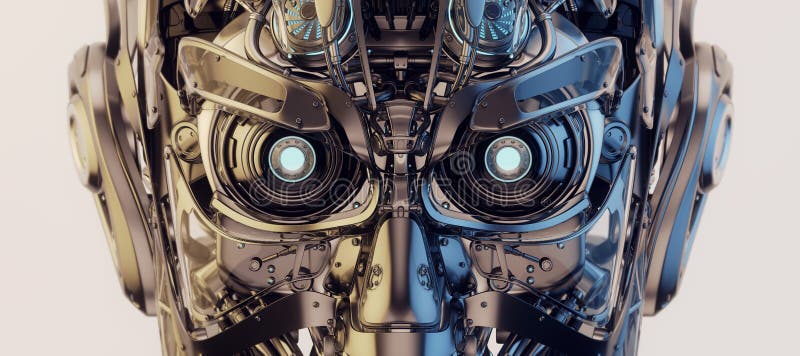 Steel Robotic Face Mask, 3d Rendering Stock Illustration - Illustration ...