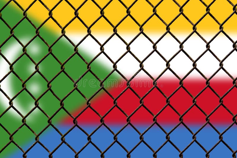 A Steel Mesh Against the Background of the Flag Comoros. Stock Image ...
