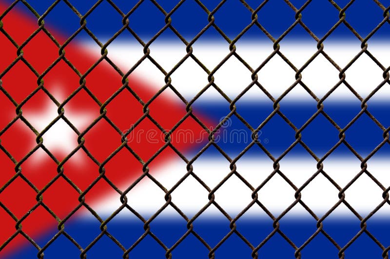 A Steel Mesh Against the Background of the Flag Cuba. Stock Photo ...