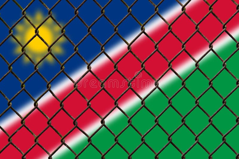 A Steel Mesh Against the Background of the Flag Namibia. Stock ...