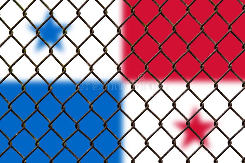 A Steel Mesh Against the Background of the Flag Panama. Stock ...