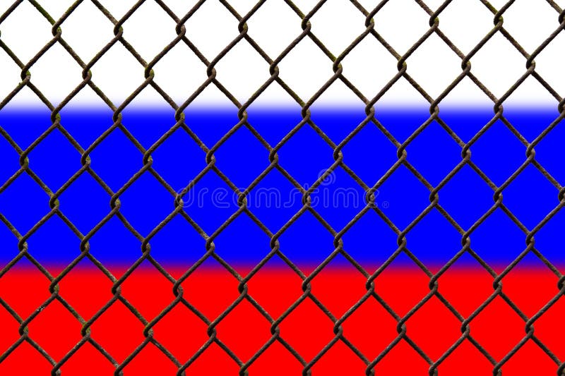 A Steel Mesh Against the Background of the Flag Russia. Stock ...