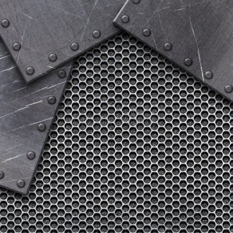 Steel Mesh Pattern with Metal Plates and Rivets Stock Illustration ...