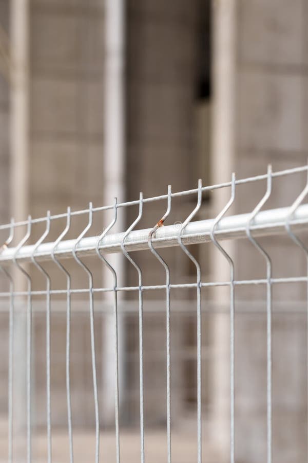 Steel Mesh Section of Gray Galvanized Steel Fence Stock Image - Image ...