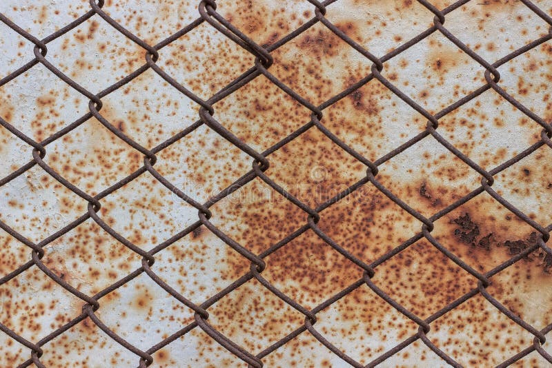 Steel Mesh on a Metallic White Background with Rust Stock Image - Image ...