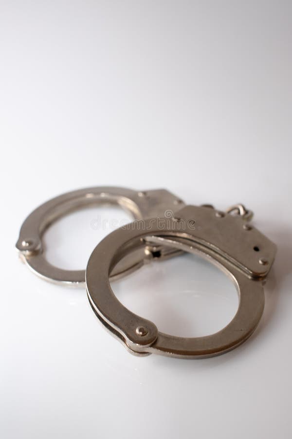 Steel Metal Handcuffs on White Background Isolate Stock Photo - Image ...