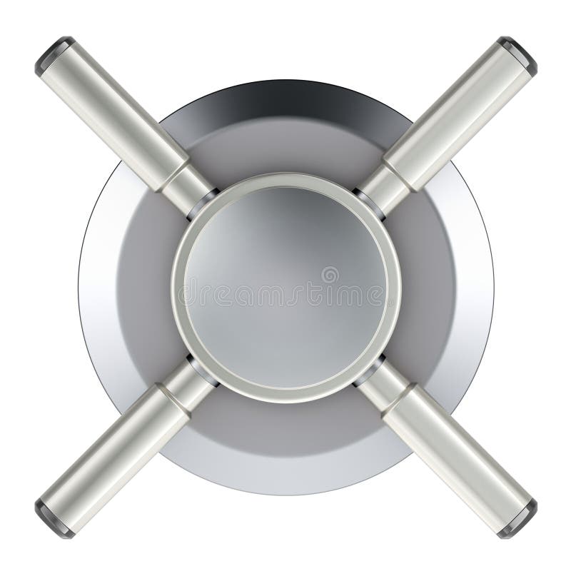 Steel Metal Handle Safe, Front View. 3D Rendering Stock Illustration ...