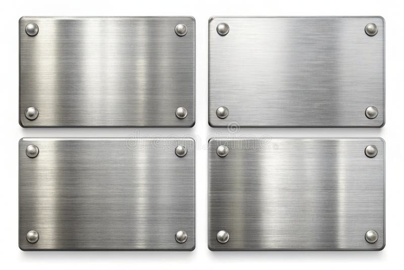 Steel Metal Plates with Rivets Isolated on White Stock Illustration ...