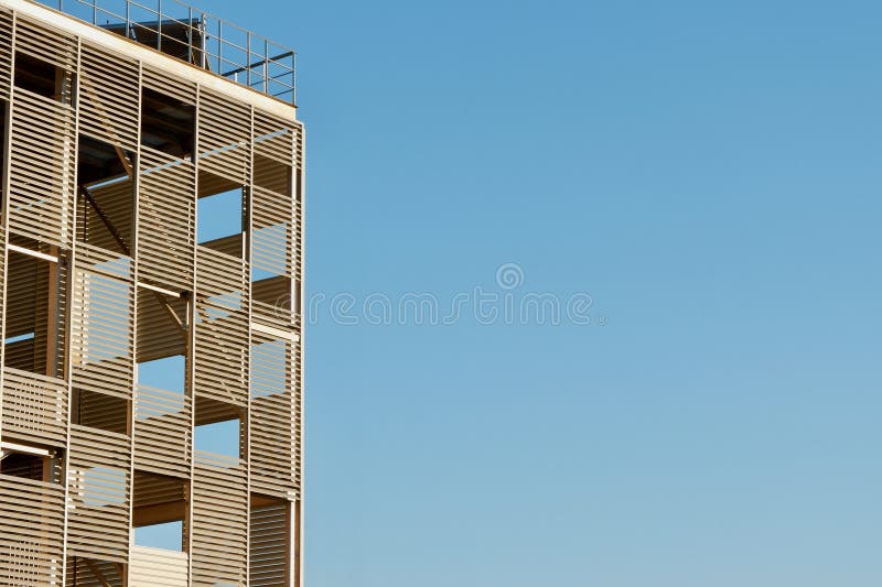 Steel Metallic Structure of the Buildings Corner Against Clear Blue Sky ...