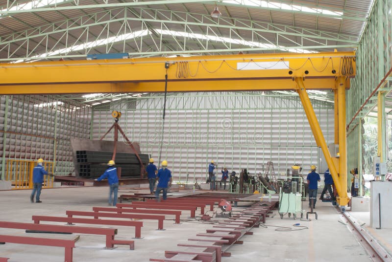 Steel Moving with Gantry Crane Stock Image - Image of crane, cover ...