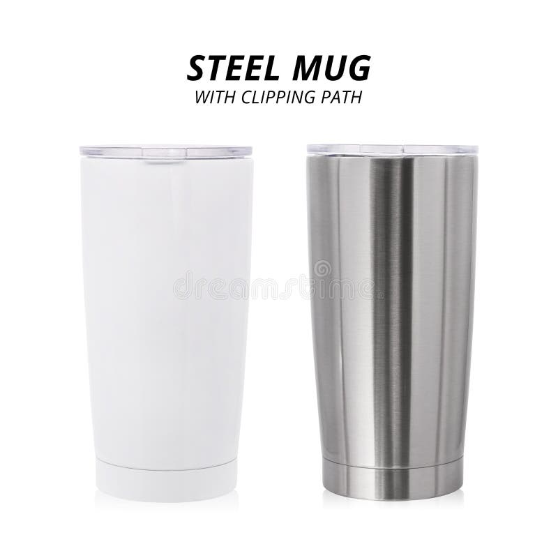 Steel Mug Isolated on White Background. Template of Water Container for ...