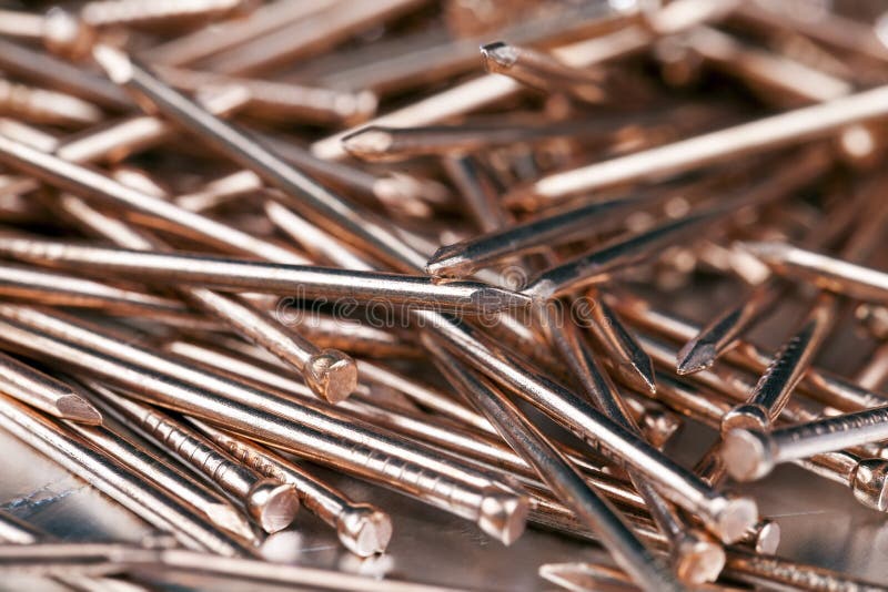 Steel Nails Coated with Copper Stock Image - Image of improve ...