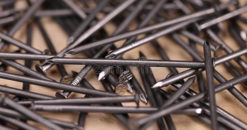 Nails Made of Steel for Working with Wooden Objects Stock Video - Video ...