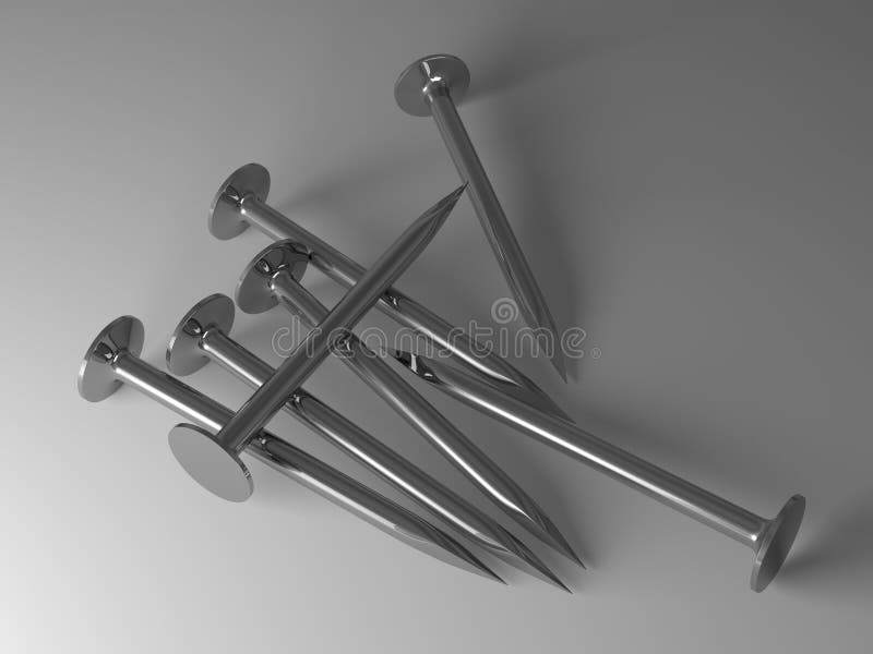 Steel nails on gray stock illustration. Illustration of fasten - 50850874