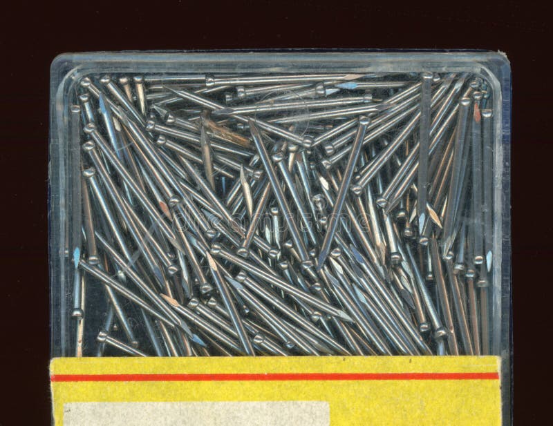 Steel nails in plastic box stock photo. Image of nails - 152746188