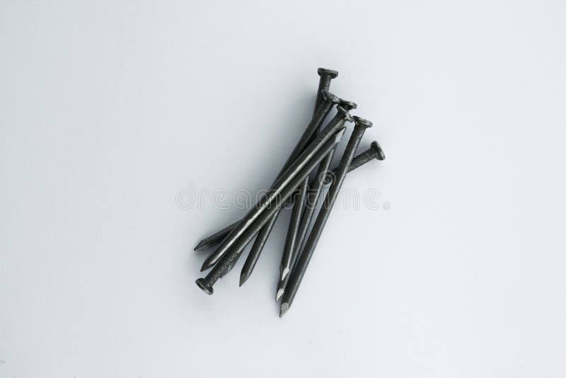 Steel Nails on the White Background Stock Image - Image of renovation ...