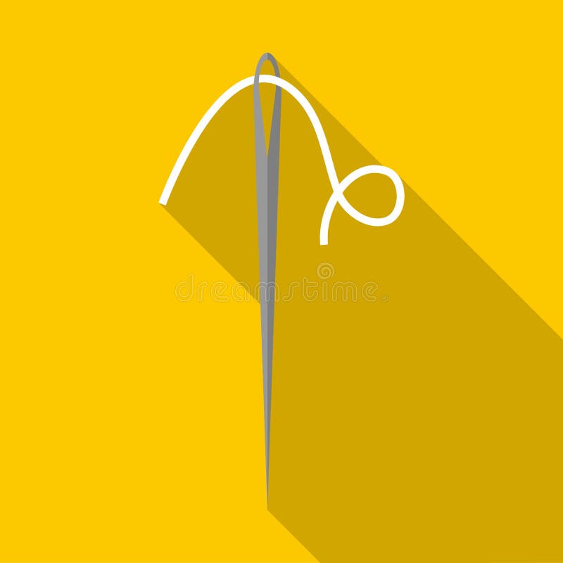 Steel Needle with White Thread Icon, Flat Style Stock Vector ...
