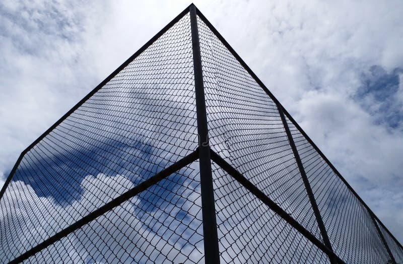 Steel Net on Cloudy Sky Background Stock Photo - Image of steel, gloomy ...
