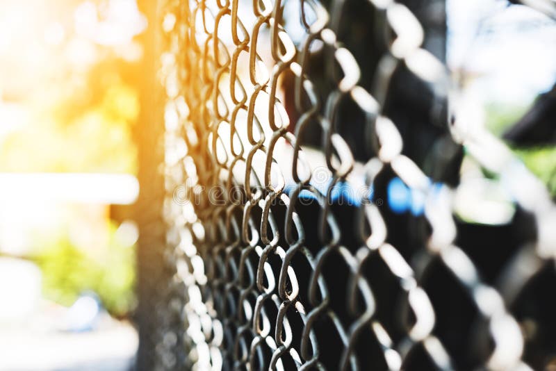 Steel Net Fence Perspective View, Selective Focus with Shallow Depth of ...